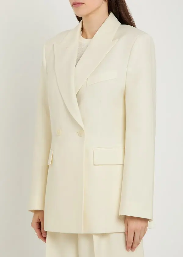 ANINE BING Tiphaine Double-breasted Woven Blazer - Ecru