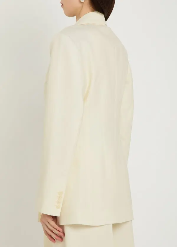 ANINE BING Tiphaine Double-breasted Woven Blazer - Ecru