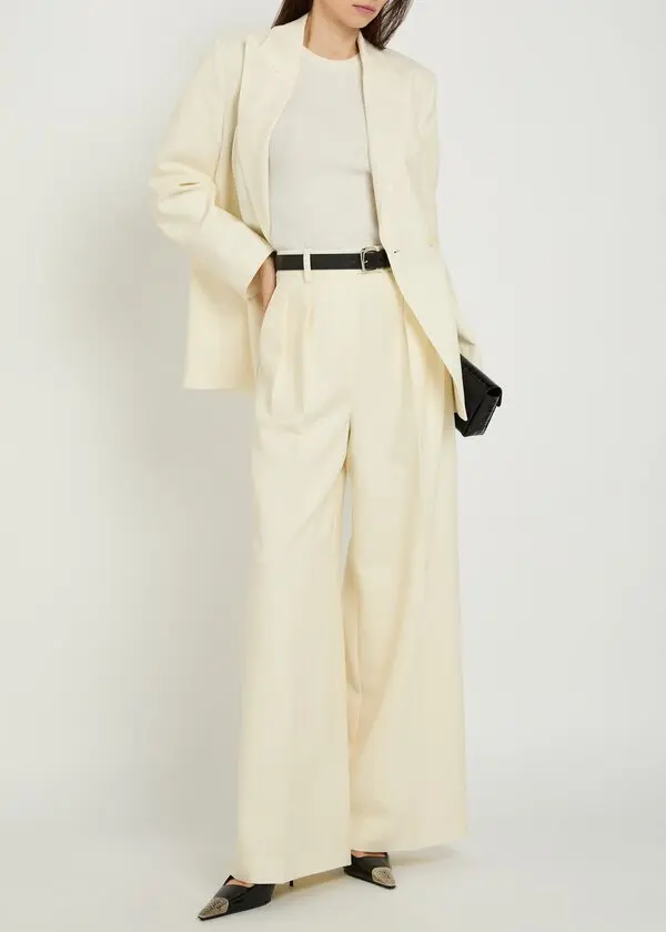 ANINE BING Tiphaine Double-breasted Woven Blazer - Ecru