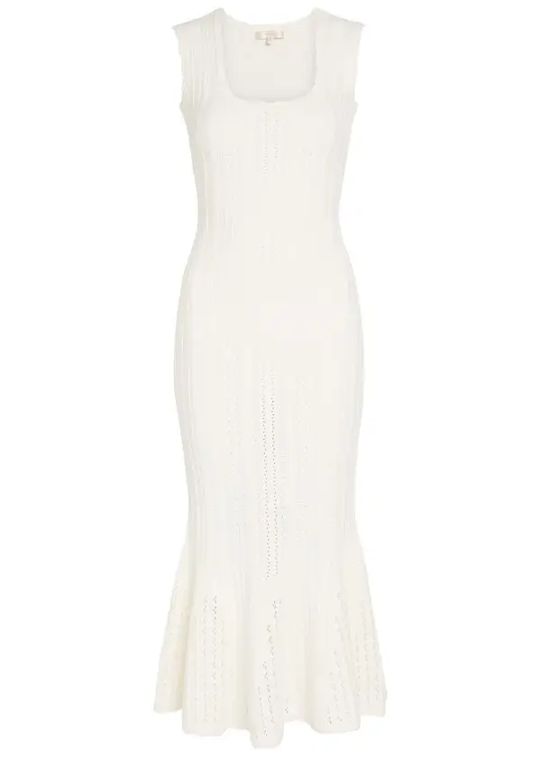 LoveShackFancy Tayleen Pointelle-knit Midi Dress - White