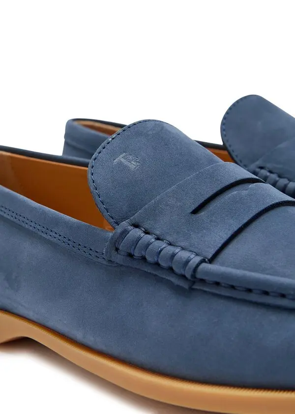 TOD'S Gomma Leggero Nubuck Loafers - Blue