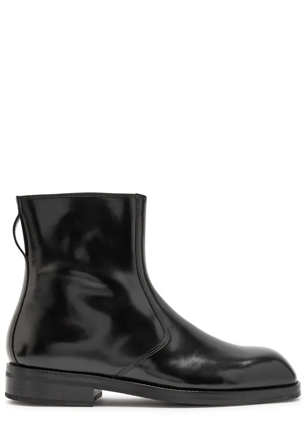 LEMAIRE Glossed Leather Ankle Boots