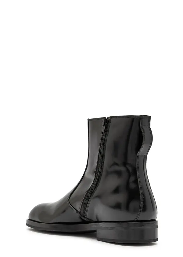 LEMAIRE Glossed Leather Ankle Boots
