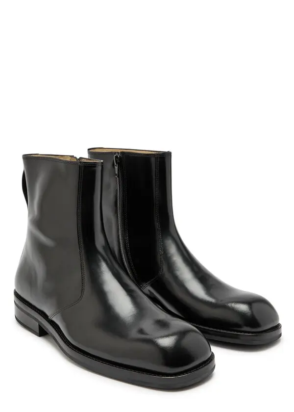 LEMAIRE Glossed Leather Ankle Boots