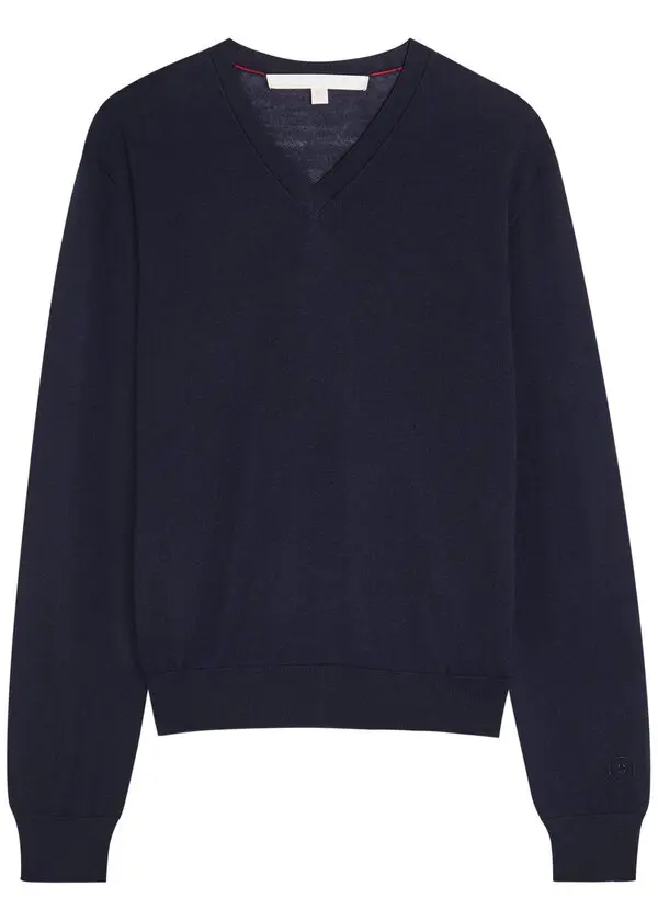 RÙADH The Oscar V-neck Wool Jumper - Navy