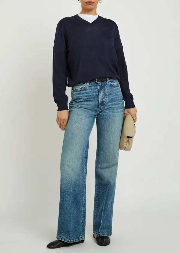 RÙADH The Oscar V-neck Wool Jumper - Navy