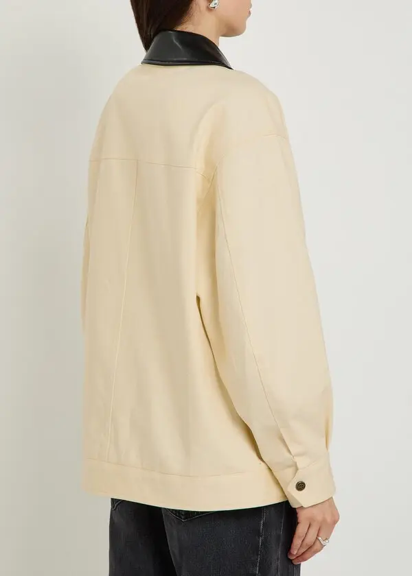 ANINE BING Holden Twill Jacket With Faux Leather Collar - Cream
