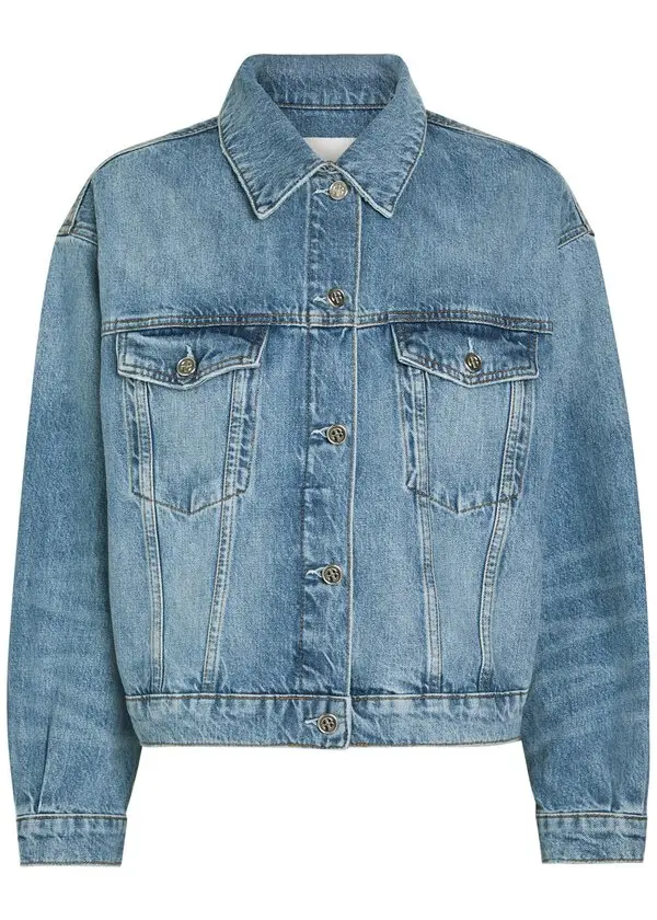 ANINE BING Quincy Panelled Denim Jacket - Blue