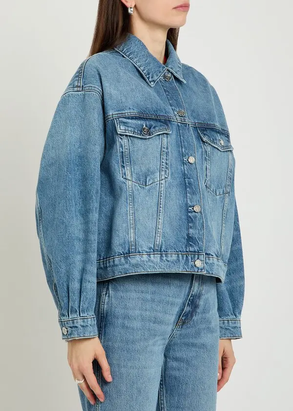 ANINE BING Quincy Panelled Denim Jacket - Blue