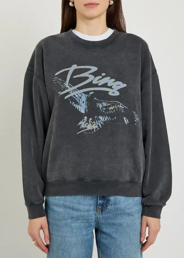 ANINE BING Spencer Printed Cotton Sweatshirt
