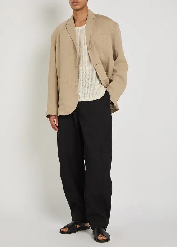 Jacquemus La Veste Pastro Striped Linen Jacket - Beige