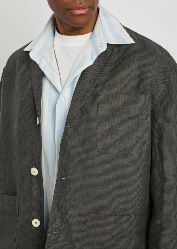 Jacquemus La Veste Pastro Striped Linen Jacket - Dark Grey