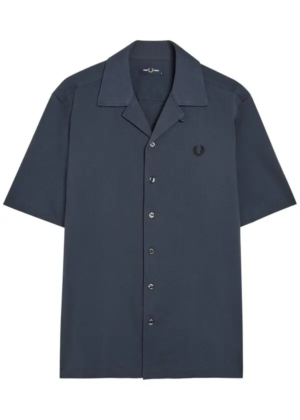 Fred Perry Logo-embroidered Piqué Cotton Shirt - Navy