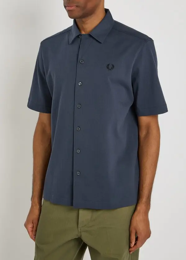 Fred Perry Logo-embroidered Piqué Cotton Shirt - Navy