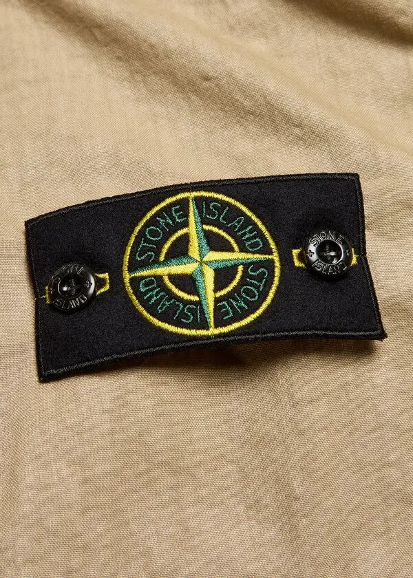 Stone Island Logo Hooded Nylon Jacket - Sand