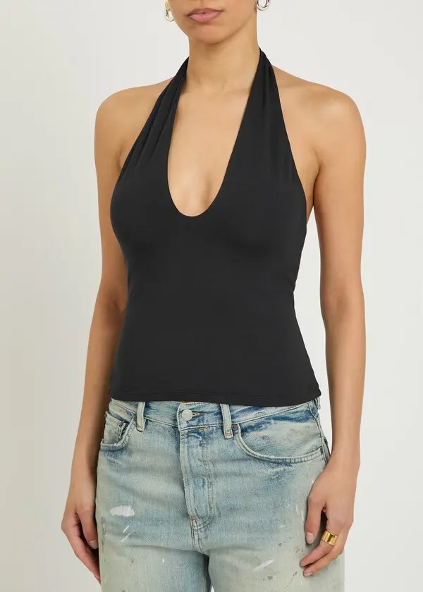 SKIMS Halterneck Stretch-modal Top - Black