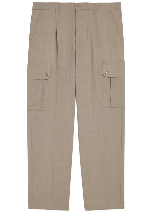 Dolce & Gabbana Pleated Tapered-leg Wool Trousers - Grey