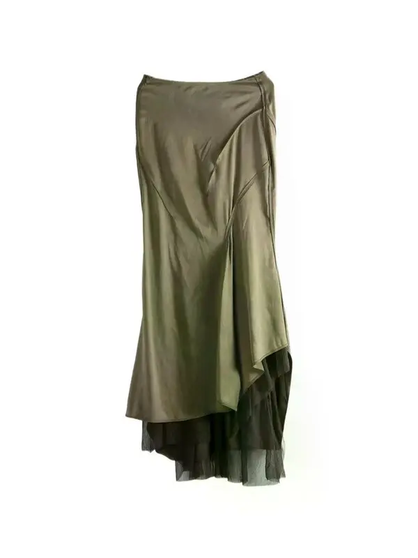 YEHUAFAN Ruffled Midi Skirt - Green