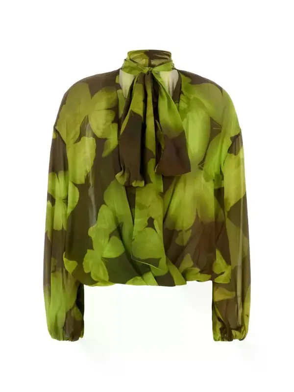 Blumarine Printed Tie-neck Blouse