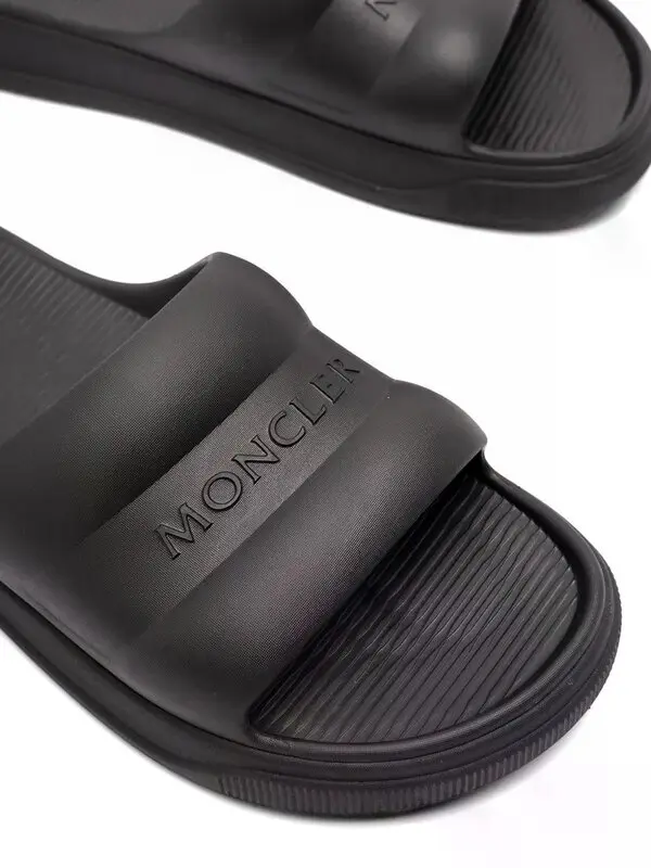 Moncler Altive Embossed Logo Slides - Black