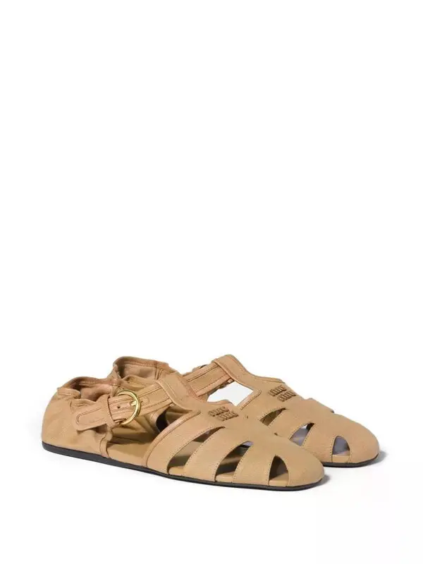 Miu Miu Cotton And Nappa Leather Fisherman Sandals - Neutrals