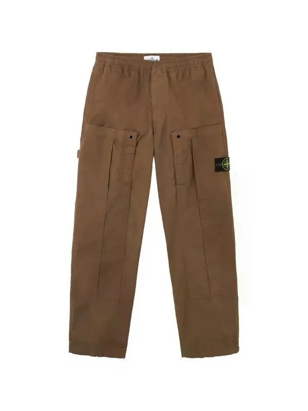 Stone Island Trousers With Compass Badge - Brown