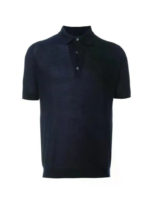 John Smedley Button Polo Shirt - Blue