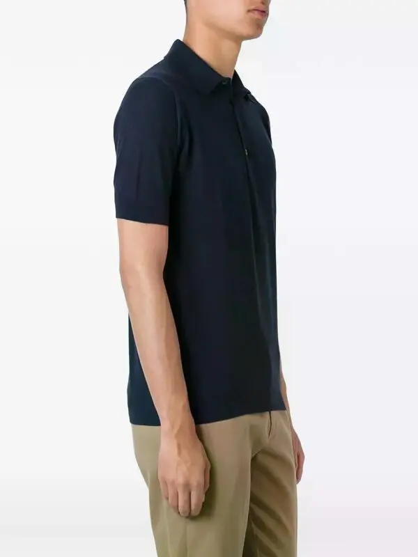 John Smedley Button Polo Shirt - Blue