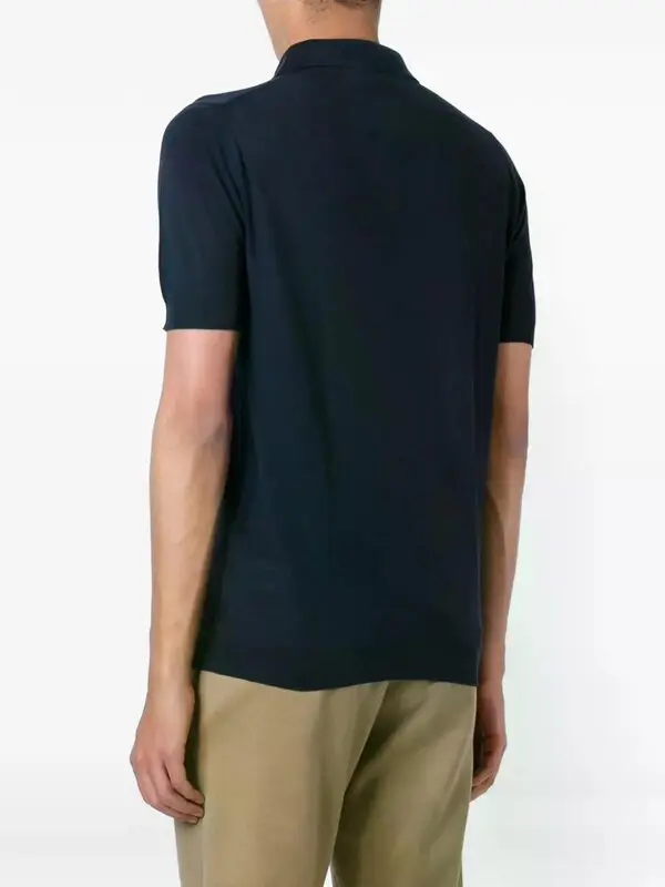John Smedley Button Polo Shirt - Blue