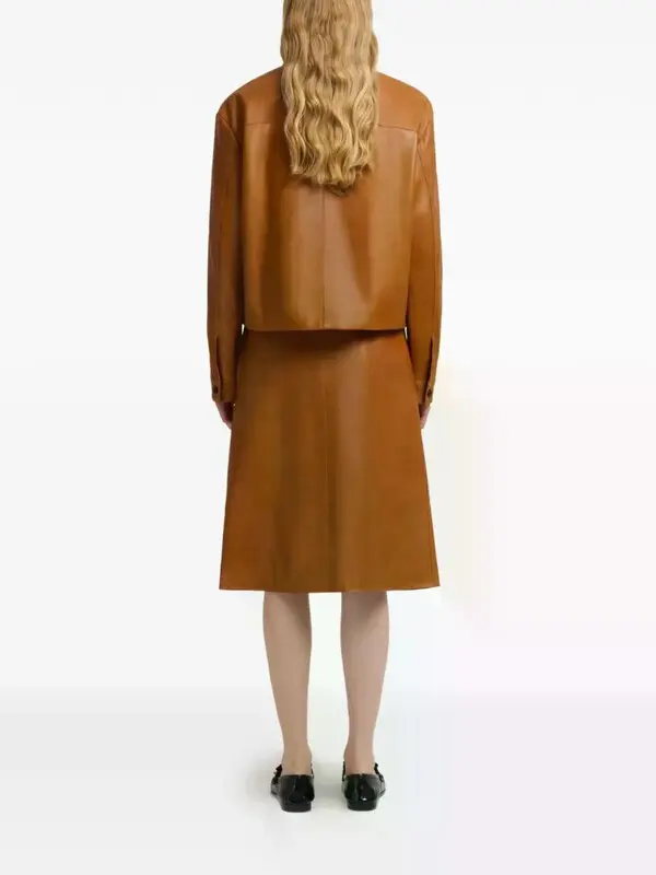 Marni Leather Overshirt With Floral Intarsia
