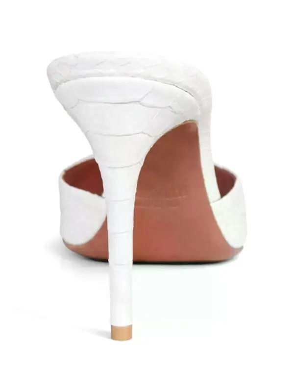 Paris Texas Vera Crocodile-effect Heeled Sandals - White