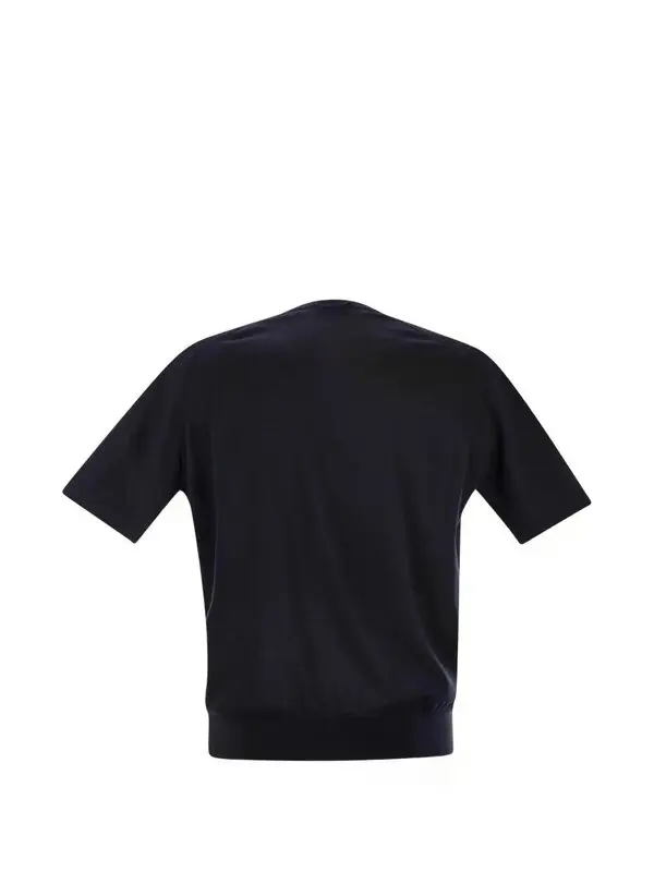 John Smedley Ribbed Hem Crew Neck T-shirt - Blue