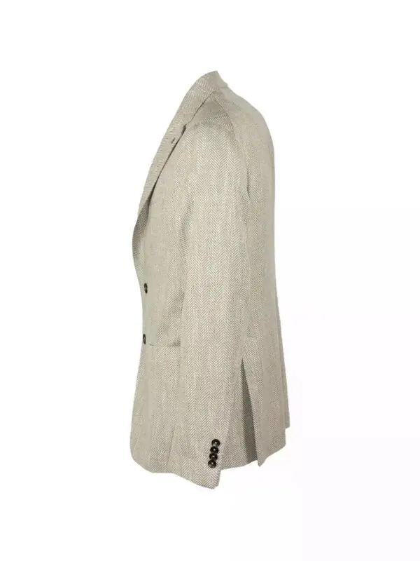 Tagliatore Herringbone Button Jacket - Neutrals
