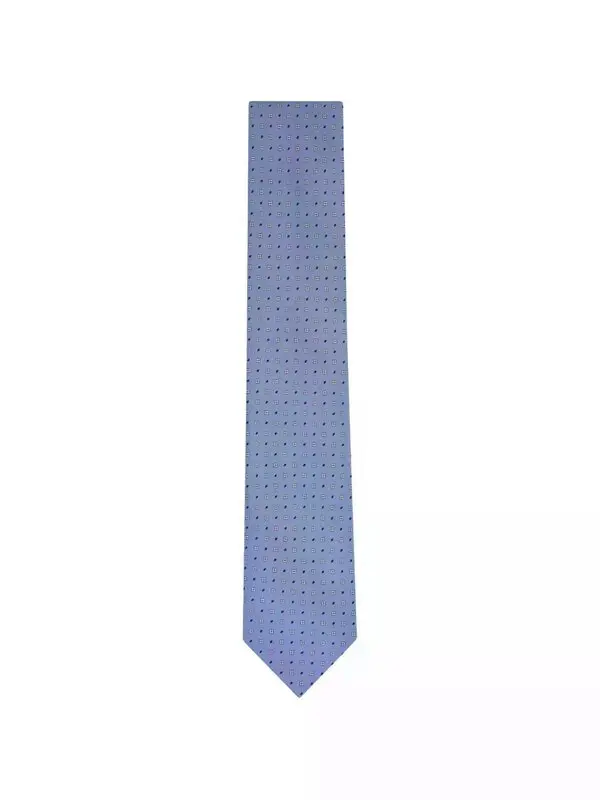 Canali Patterned Silk Necktie - Blue