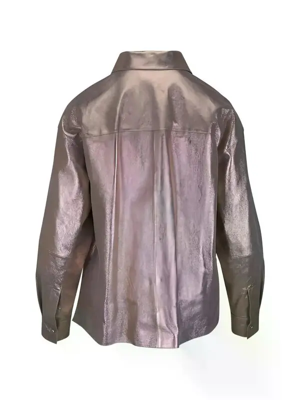 Lafayette 148 New York Metallic Suede Shirt - Gold