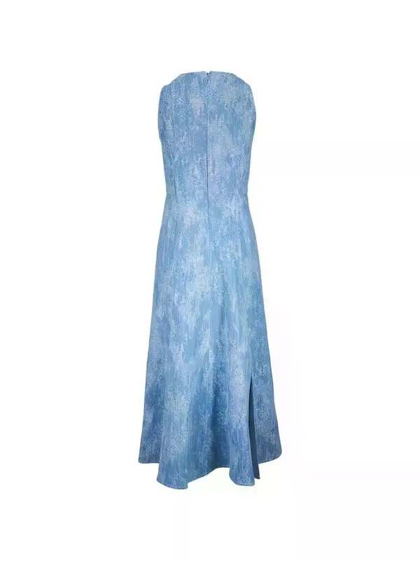 Akris Washed Denim Jacquard Midi Dress - Blue - 60% Off