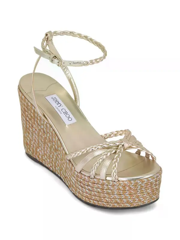 JIMMY CHOO Dree Braided Platform Espadrilles - Gold
