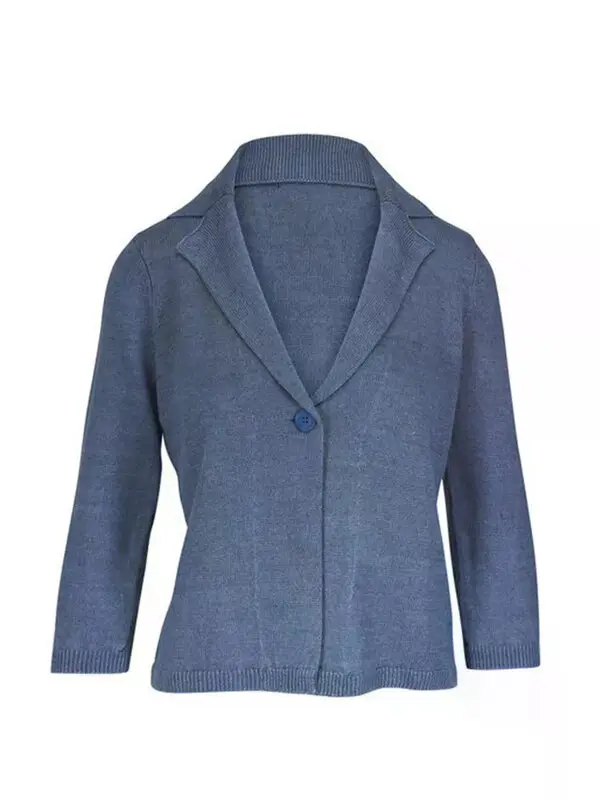 Kinross Cashmere Collared Linen Cardigan
