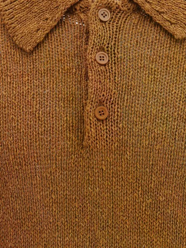 SUNFLOWER Linen Polo Top - Brown