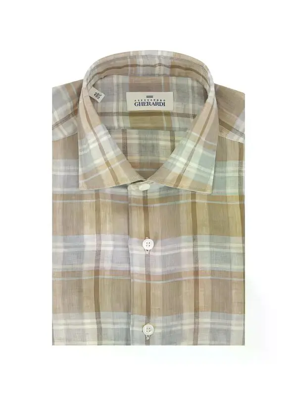 ALESSANDRO GHERARDI Plaid Linen Shirt - Neutrals