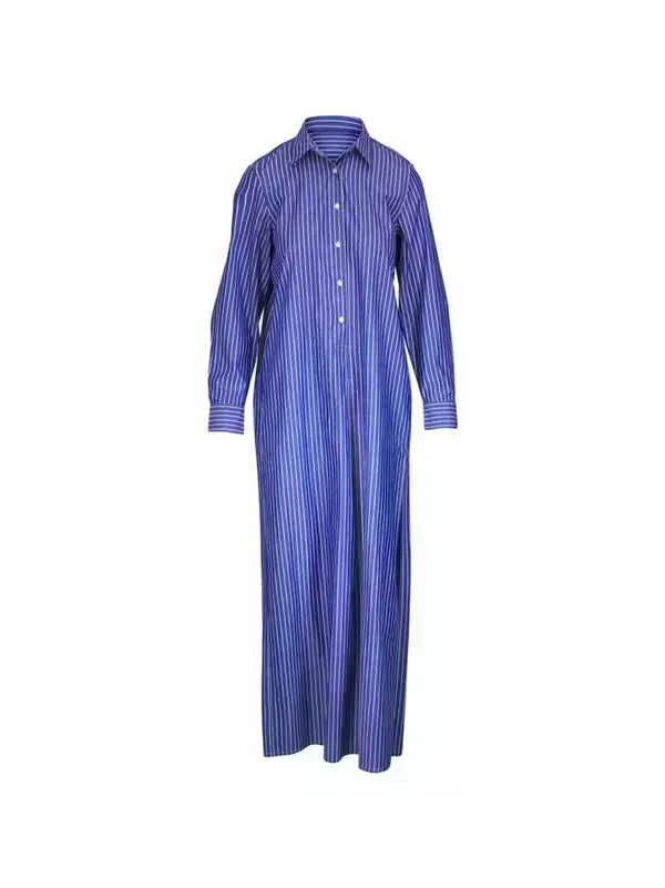 NILI LOTAN Striped Shirt Maxi Dress - Blue