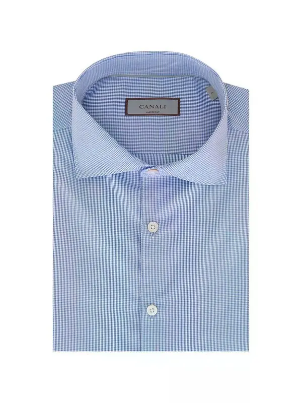 Canali Micro-checked Button-up Shirt - Blue
