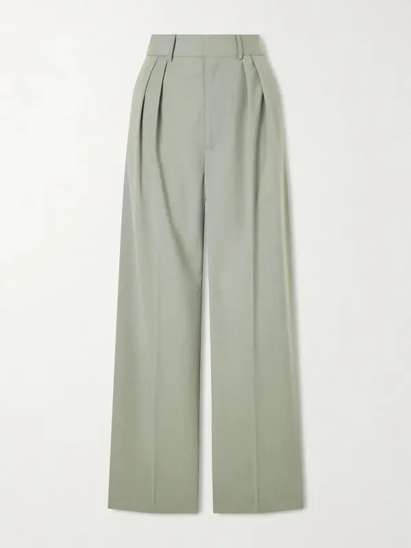 KALLMEYER Aiden Pleated Grain De Poudre Straight-leg Trousers