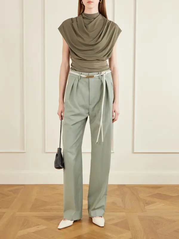 KALLMEYER Aiden Pleated Grain De Poudre Straight-leg Trousers