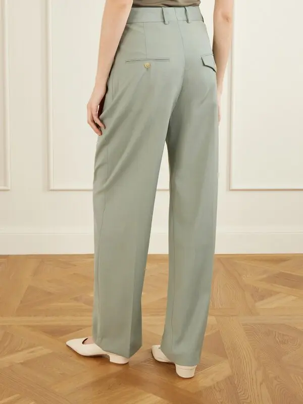 KALLMEYER Aiden Pleated Grain De Poudre Straight-leg Trousers