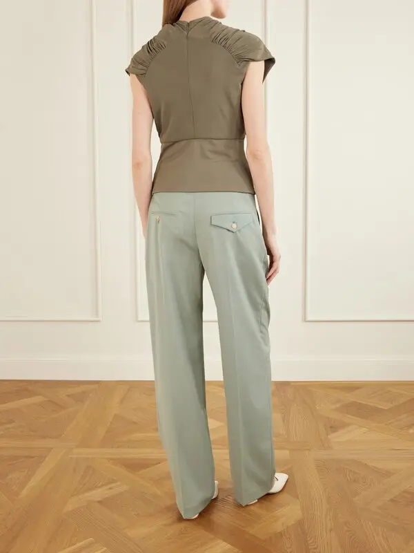 KALLMEYER Jocelyn Gathered Draped Jersey Top - Green
