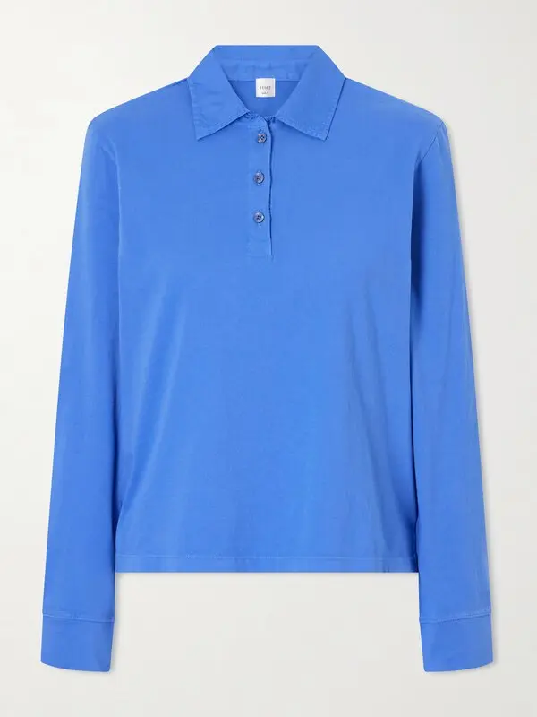 LESET Margo Cotton-jersey Polo Shirt - Blue