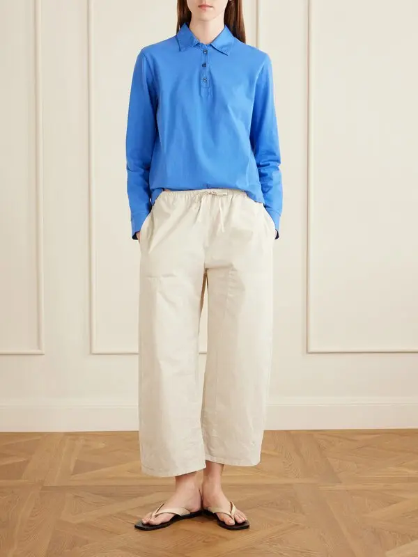 LESET Margo Cotton-jersey Polo Shirt - Blue