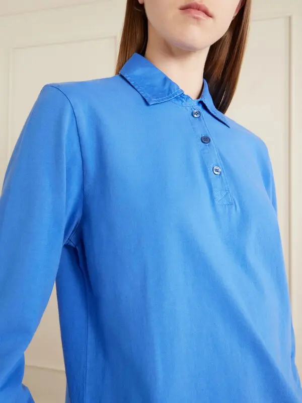 LESET Margo Cotton-jersey Polo Shirt - Blue