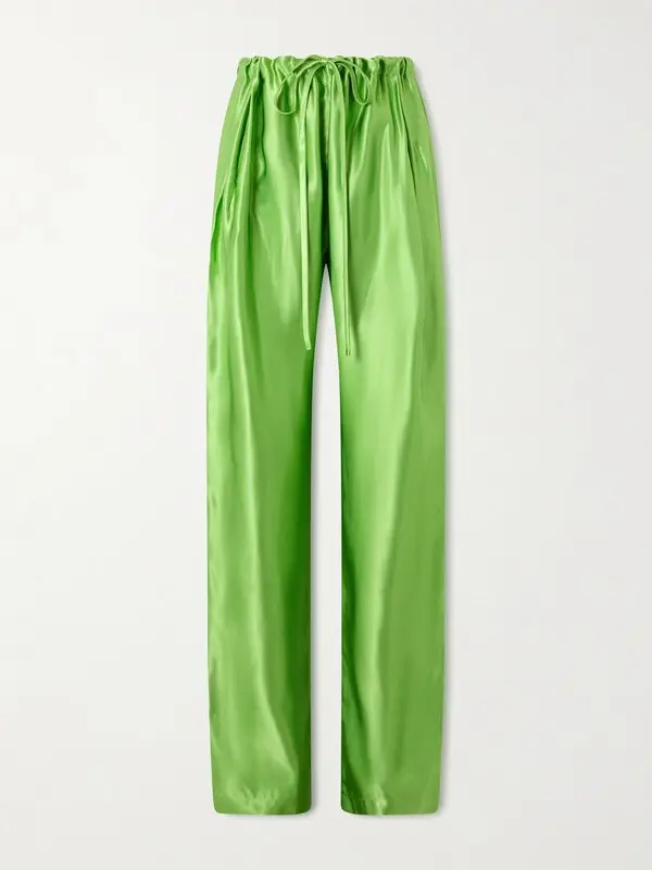 Khaite Rohen Satin Pants - Green